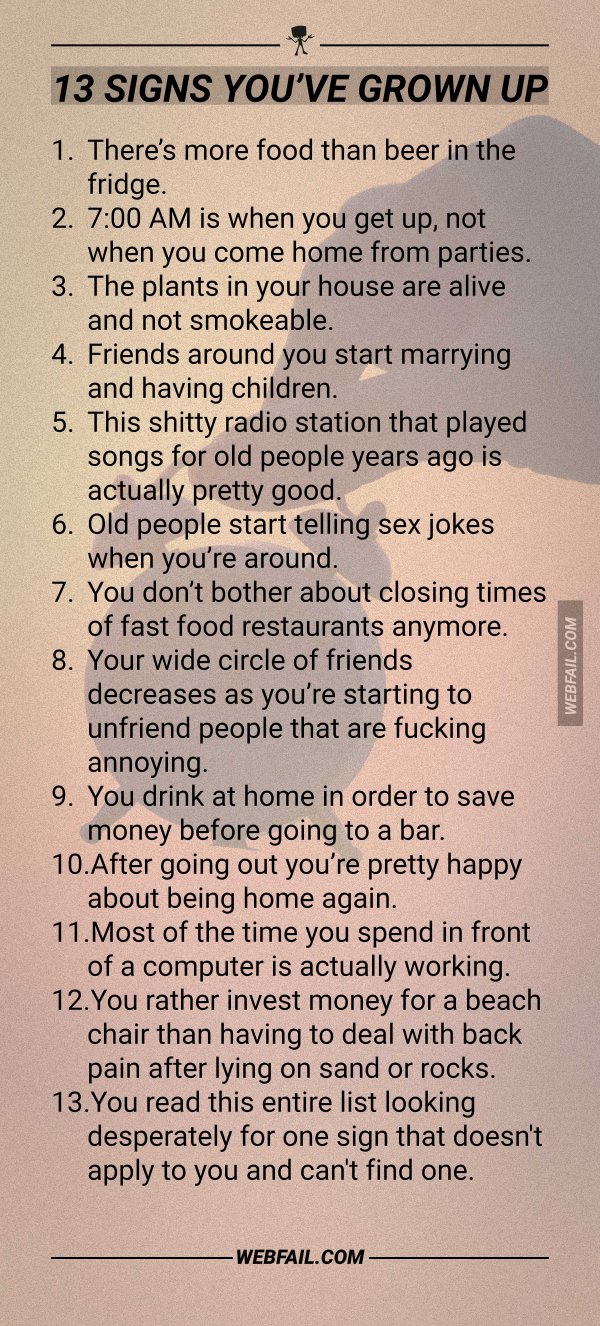 13 signs you've grown up | Webfail - Fail Pictures and Fail Videos