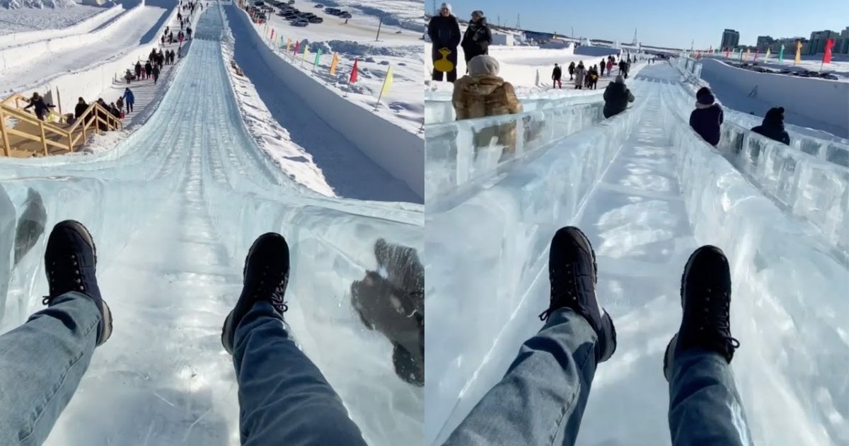 Eine Rutsche aus Eis runterrutschen | Webfail - Fail Bilder und Fail Videos