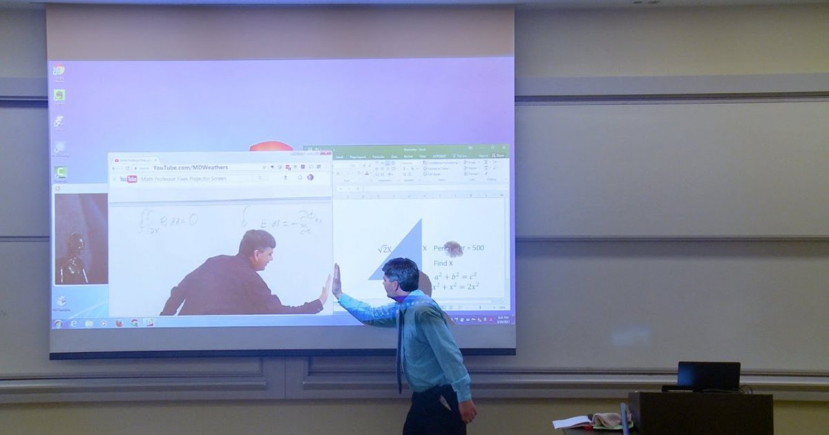 April Fools Prank: Math Professor Fixes Projector Screen | Webfail ...