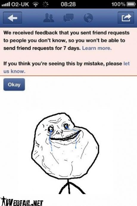 Forever Alone on Facebook - Fail Picture | Webfail - Fail Pictures and ...