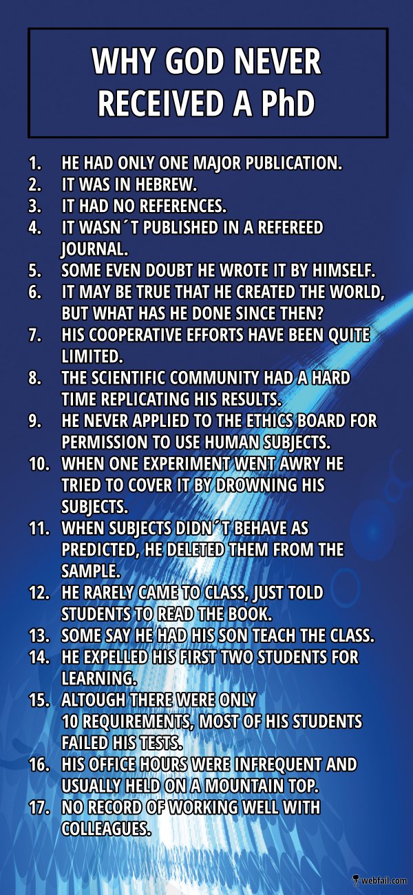 Why god never received a PhD - Fun Picture | Webfail - Fail Pictures ...